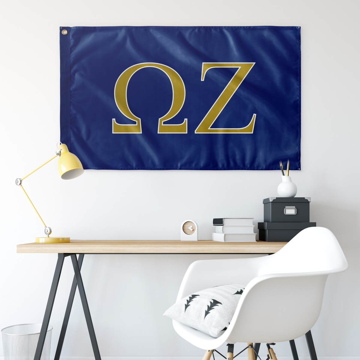 Omega Zeta Fraternity Flag - Royal, Light Old Gold & White – DesignerGreek2
